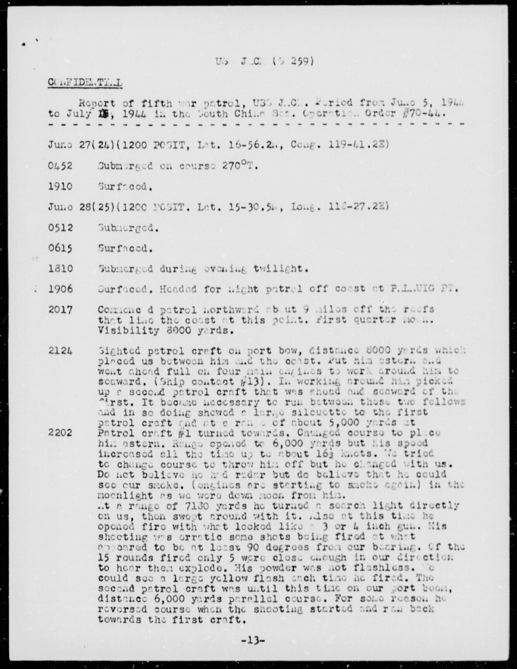 A Moonlit Standoff: USS Jack SS-259 on June 28, 1944 – Patrol Reports